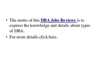 CRB Tech Reviews on Types of DBA