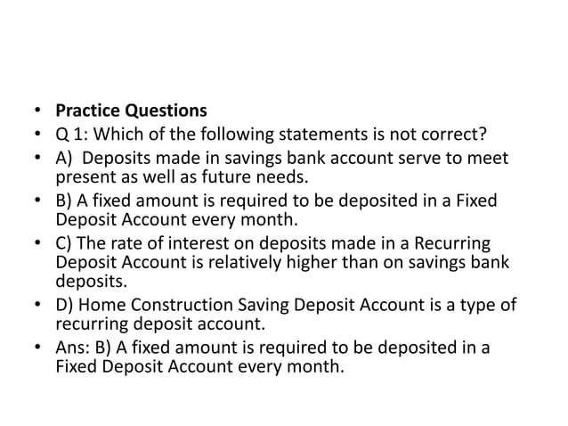 Types of deposits | PPTX | Consumer Banking | Personal Finance