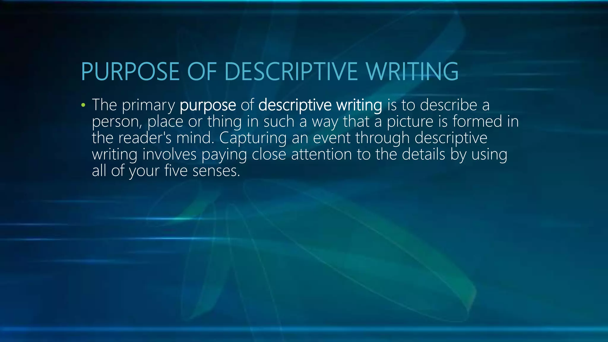 Types of descriptive writing | PPTX