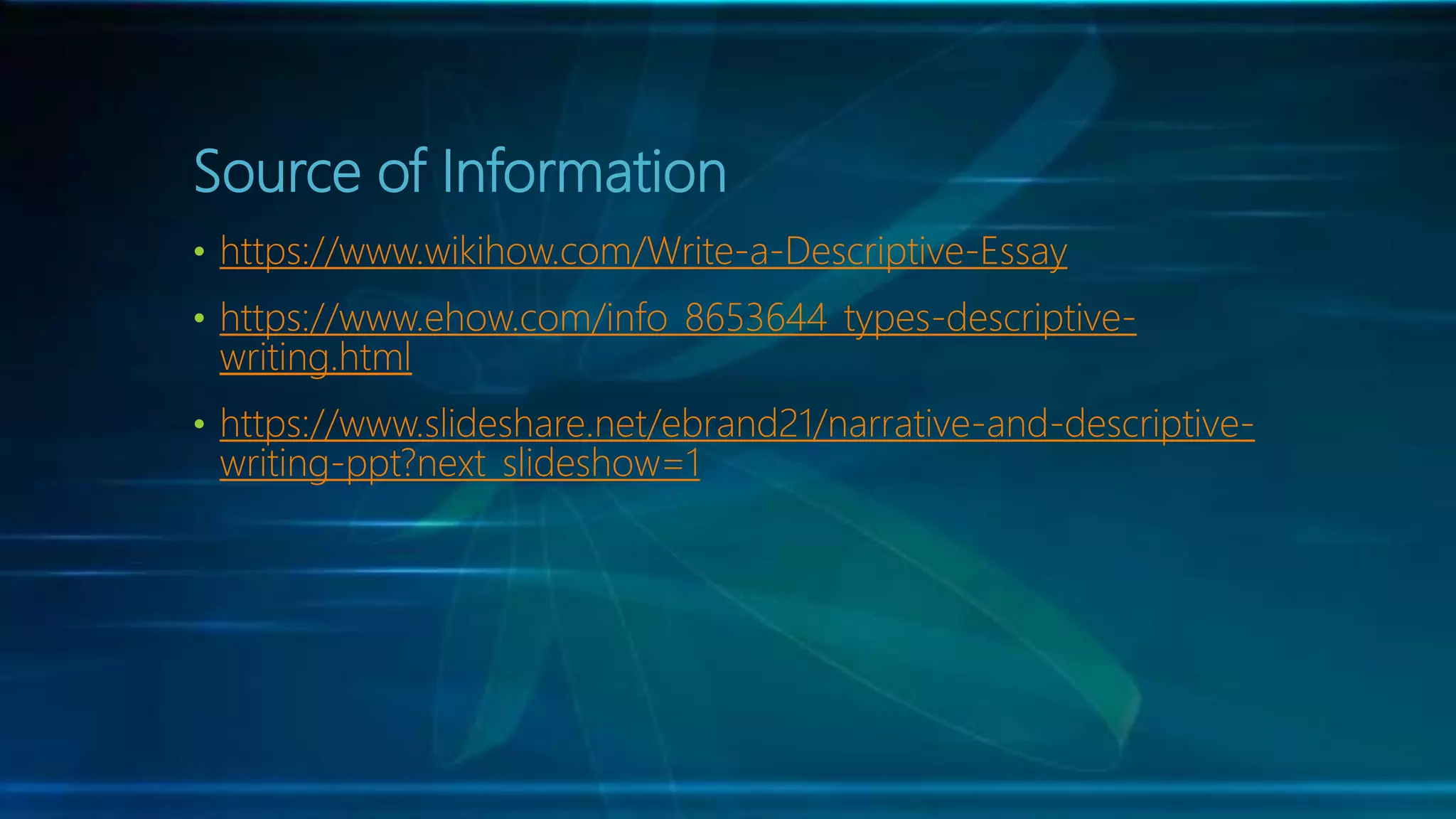 Types of descriptive writing | PPTX