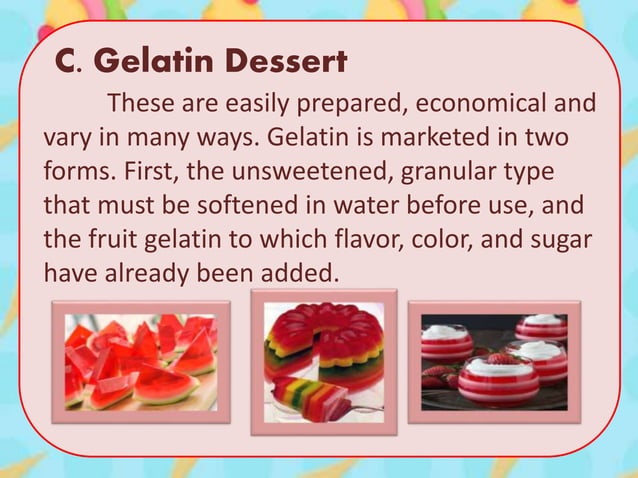 Typesofdessert | PPTX | Desserts and Baking | Food & Drink