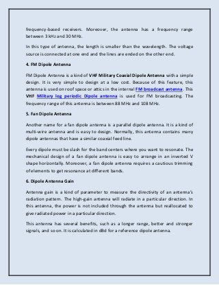 Types of Dipole Antenna | PDF