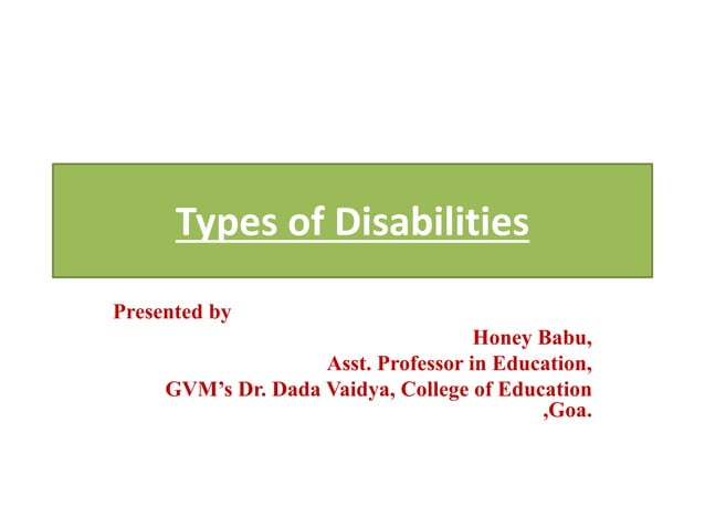 Types of disabilities | PPTX