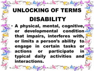 Types of disabilities, functional behavior assessment, | PPTX