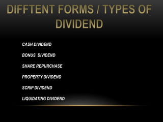 Types and forms of dividend | PPTX