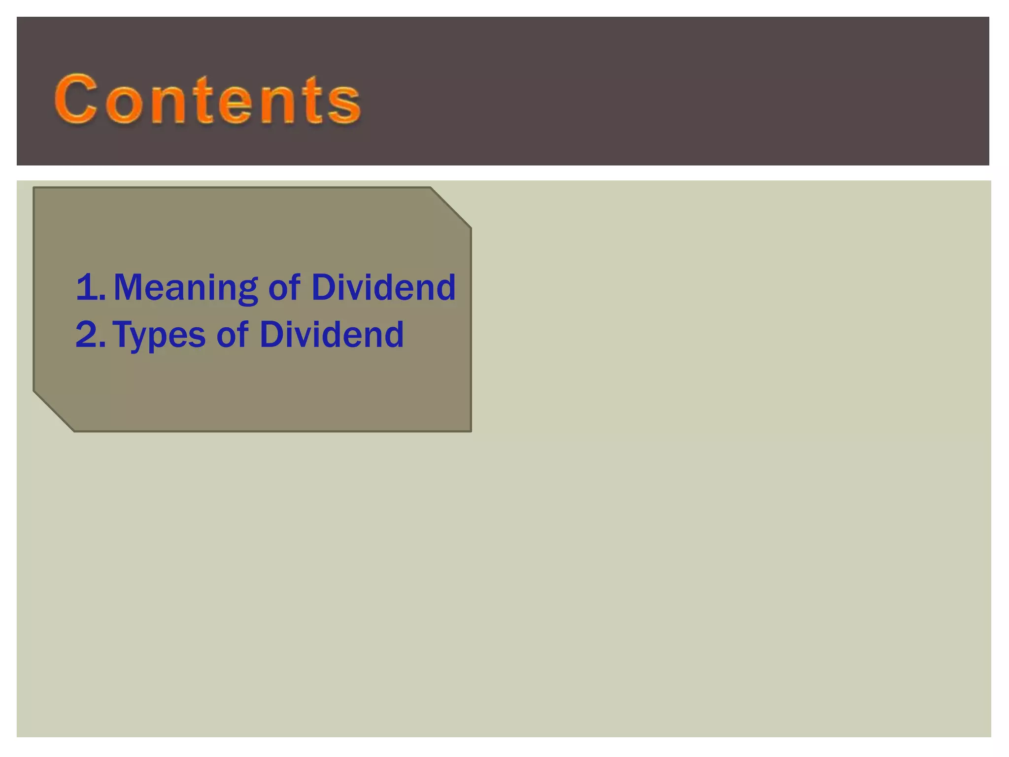 Types of Dividend | PPTX | Stocks and Bonds | Personal Investing