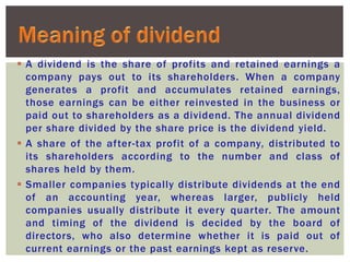 Types of Dividend | PPTX | Stocks and Bonds | Personal Investing