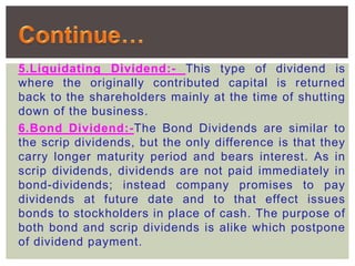 Types of Dividend | PPTX | Stocks and Bonds | Personal Investing