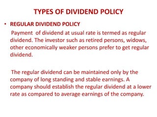 Types of dividend policy | PPTX