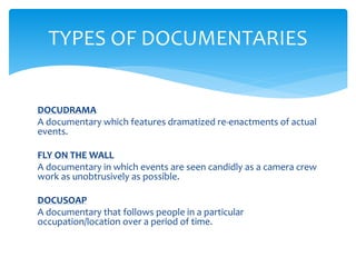 Types of documentaries | PPTX