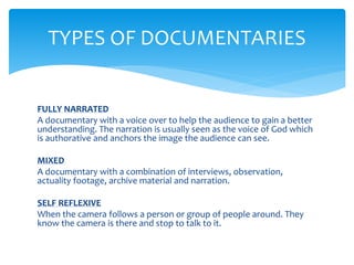 Types of documentaries | PPTX
