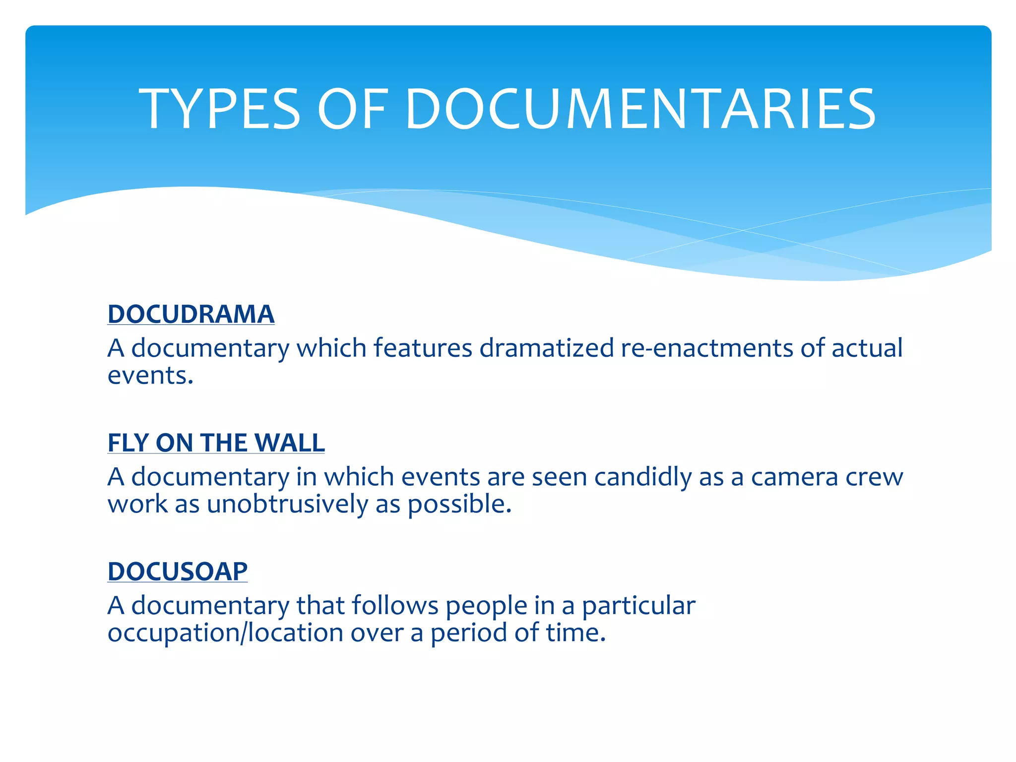 Types of documentaries | PPTX