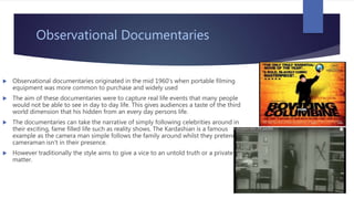 Types of documentaries | PPTX | Video Production | Content Production