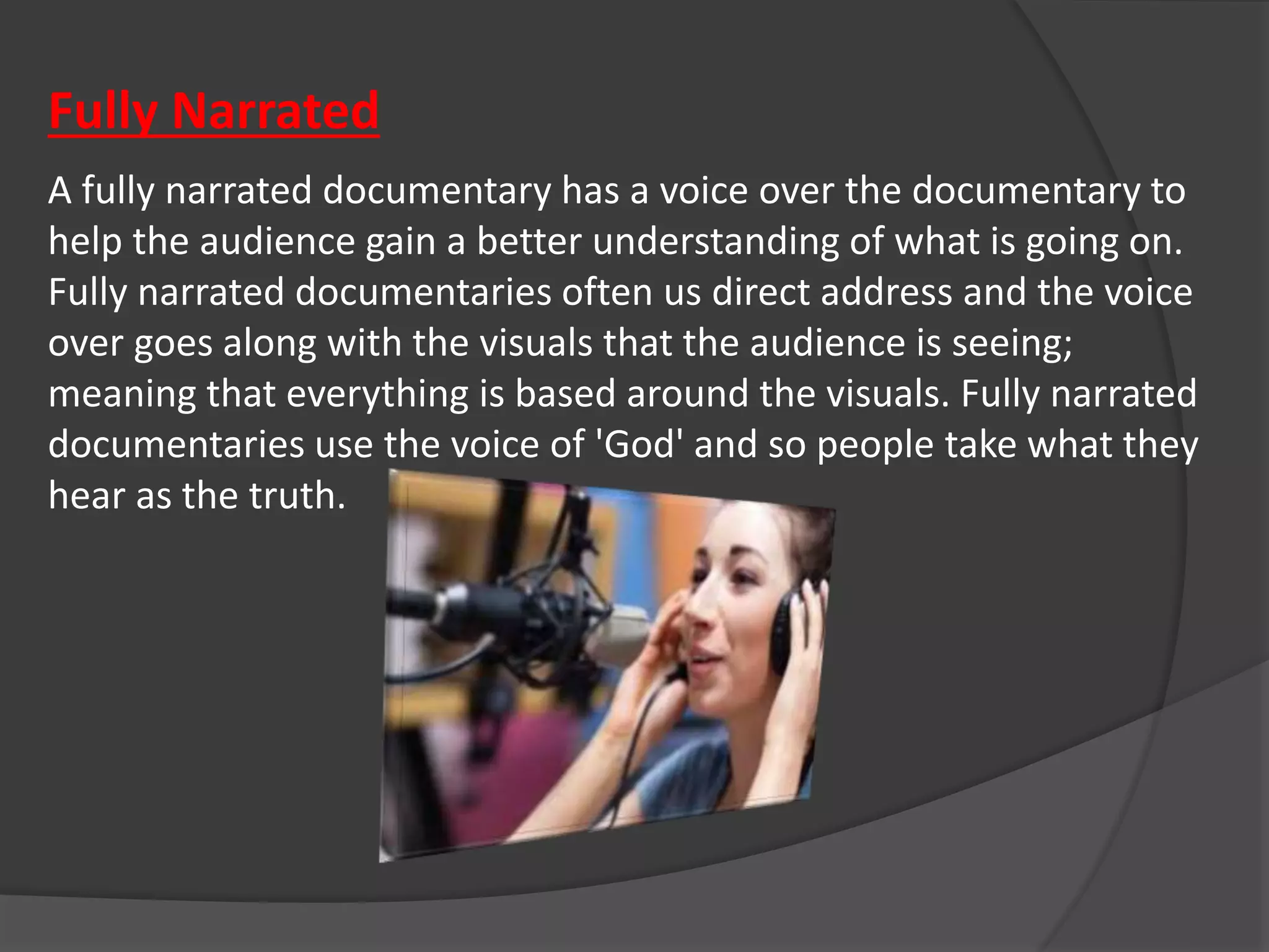 Types of documentary | PPTX | Video Production | Content Production