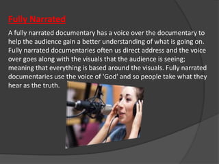 Types of documentary | PPTX | Video Production | Content Production