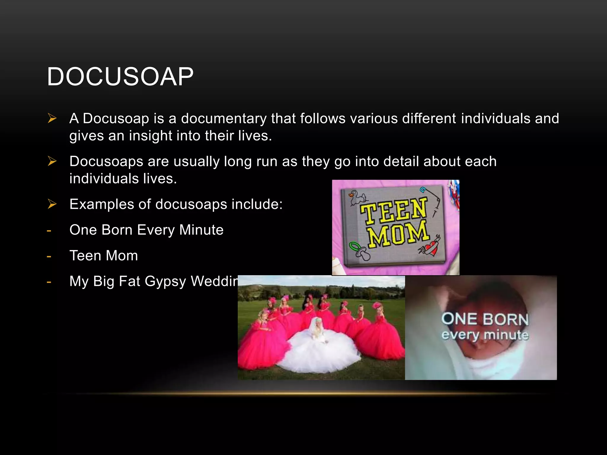 Types of documentary powerpoint | PPTX | Video Production | Content Production