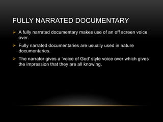 Types of documentary powerpoint | PPTX | Video Production | Content Production