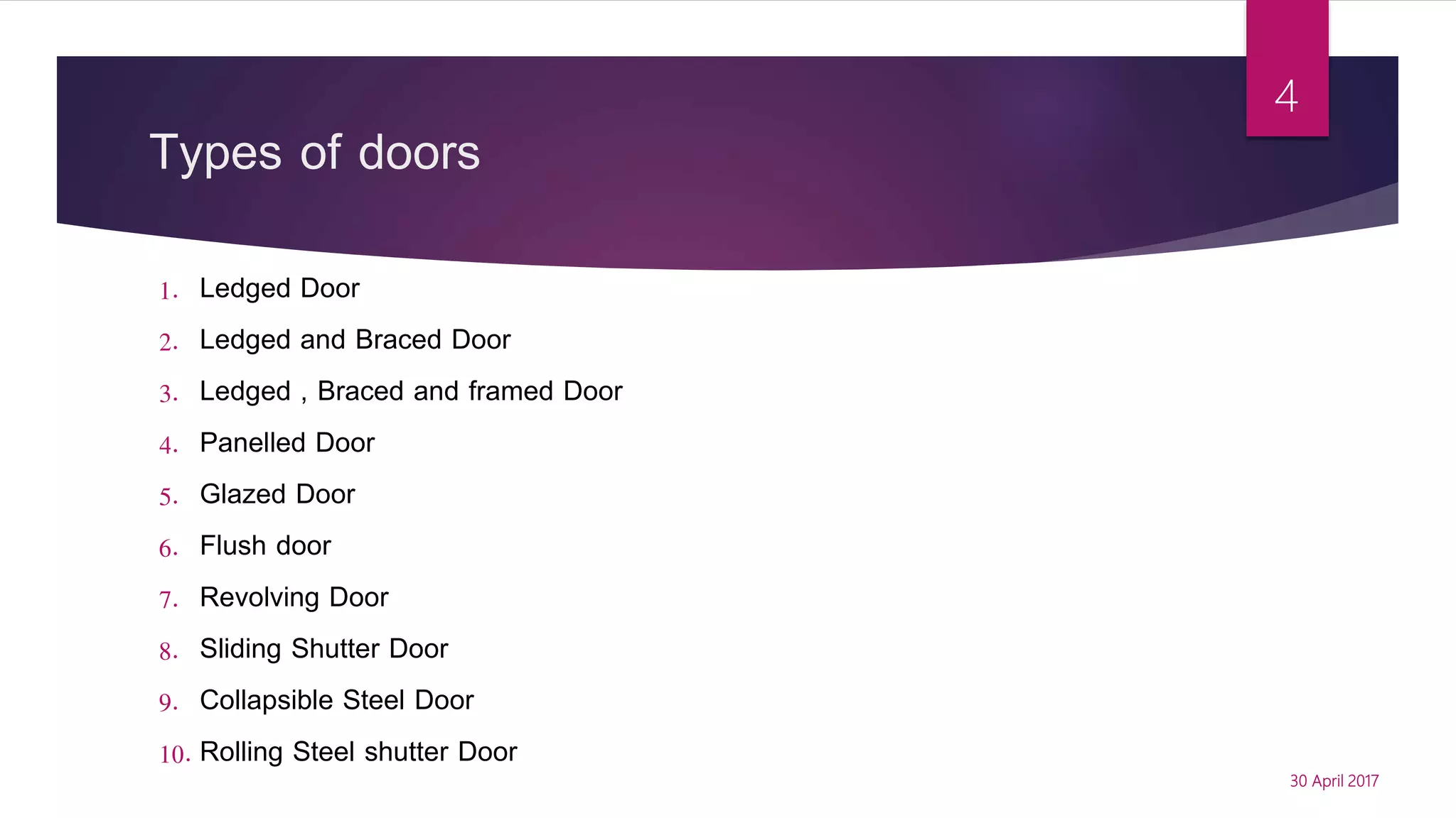 Types of doors and windows | PPTX