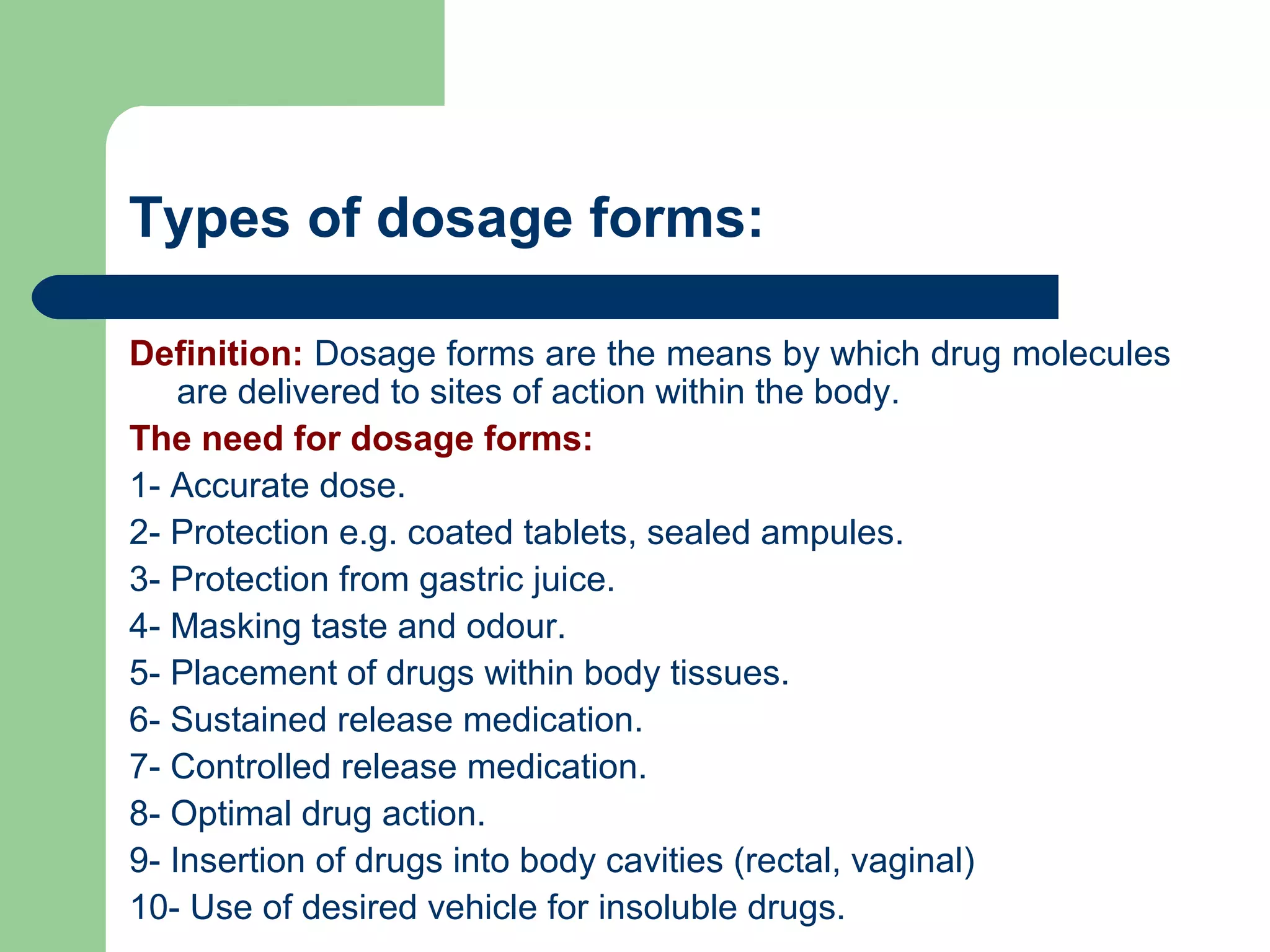 Types of dosage forms lecture2,2 | PPT