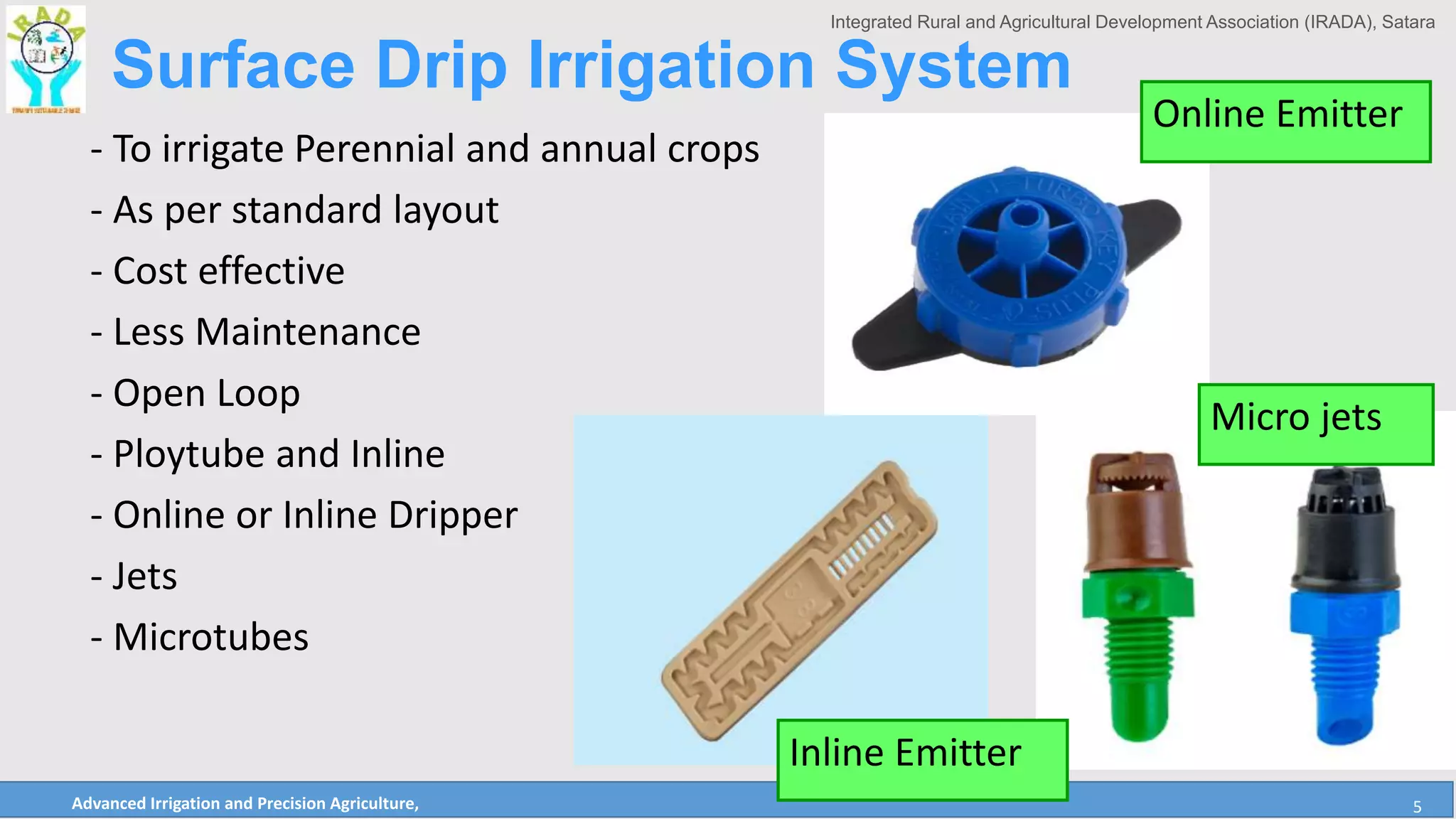 Types of Drip Irrigation and Design Data Requirement | PPT