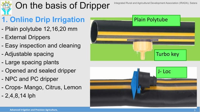 Types of Drip Irrigation and Design Data Requirement | PPT | Free Download
