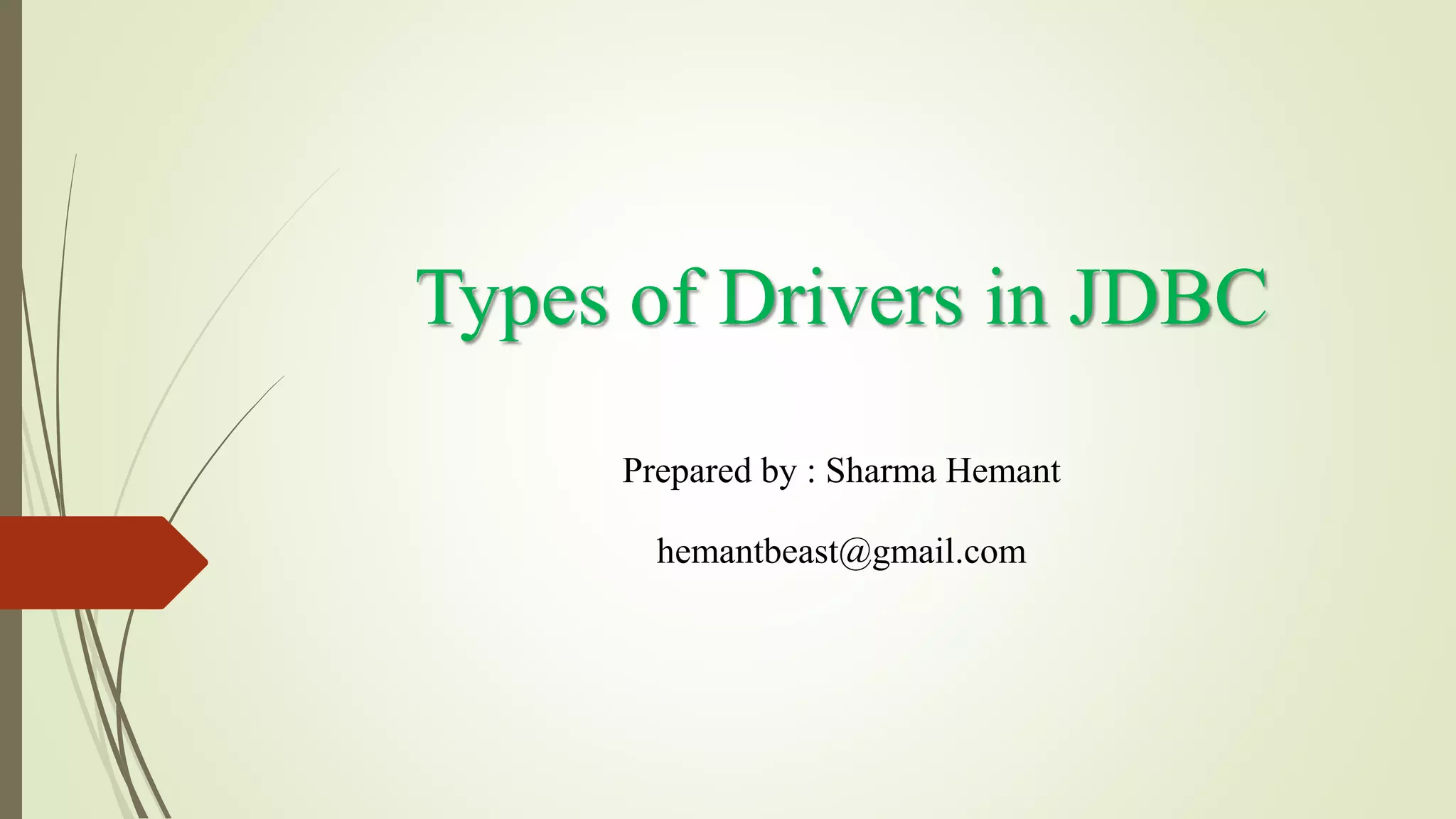 Types of Drivers in JDBC | PPTX