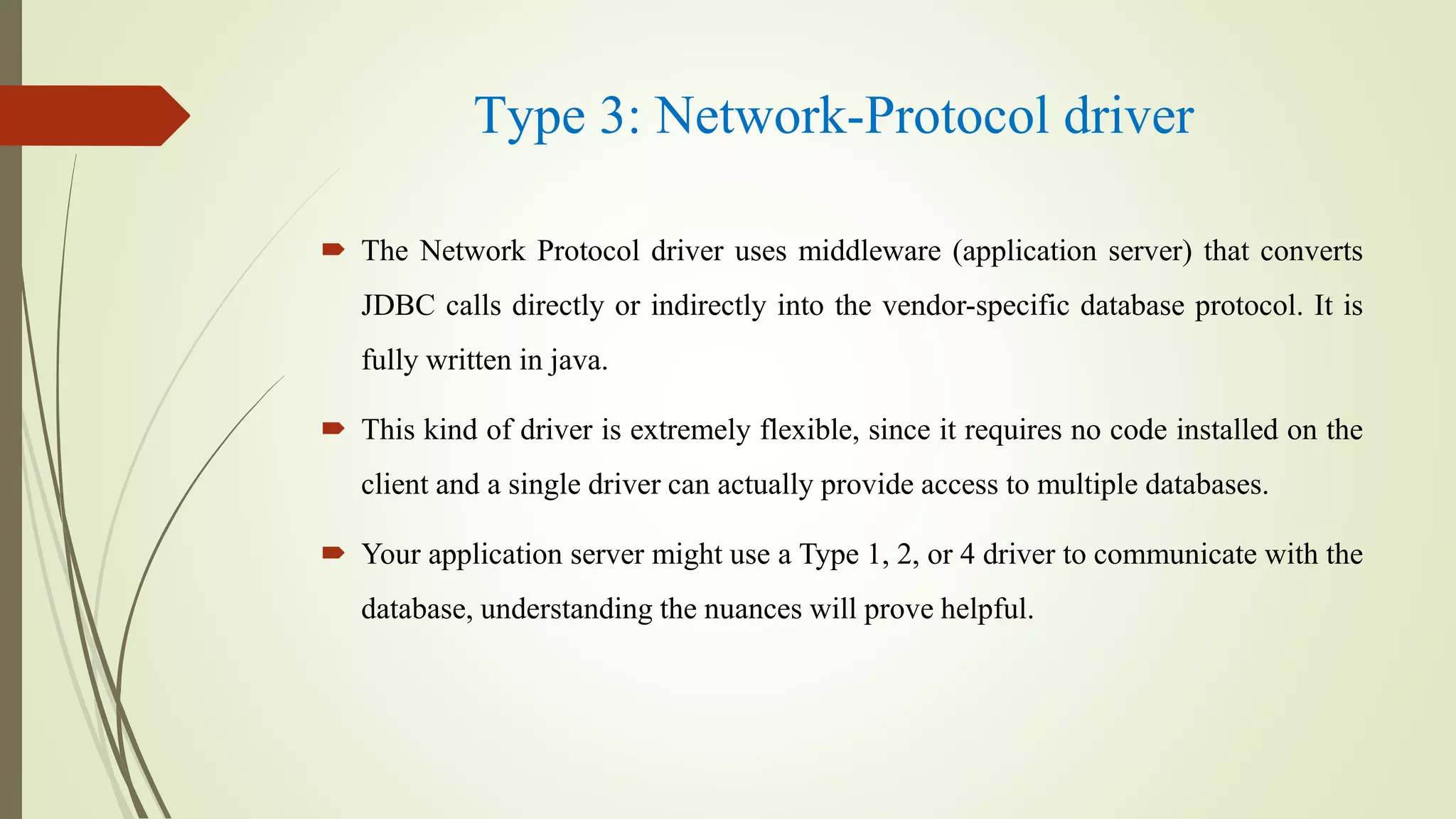 Types of Drivers in JDBC | PPTX