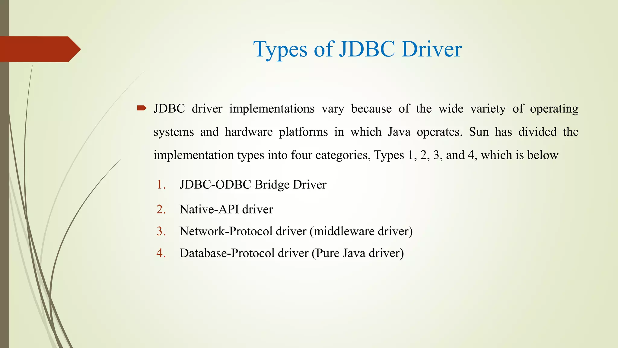 Types of Drivers in JDBC | PPTX