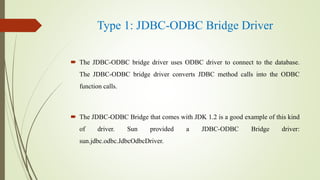 Types of Drivers in JDBC | PPTX