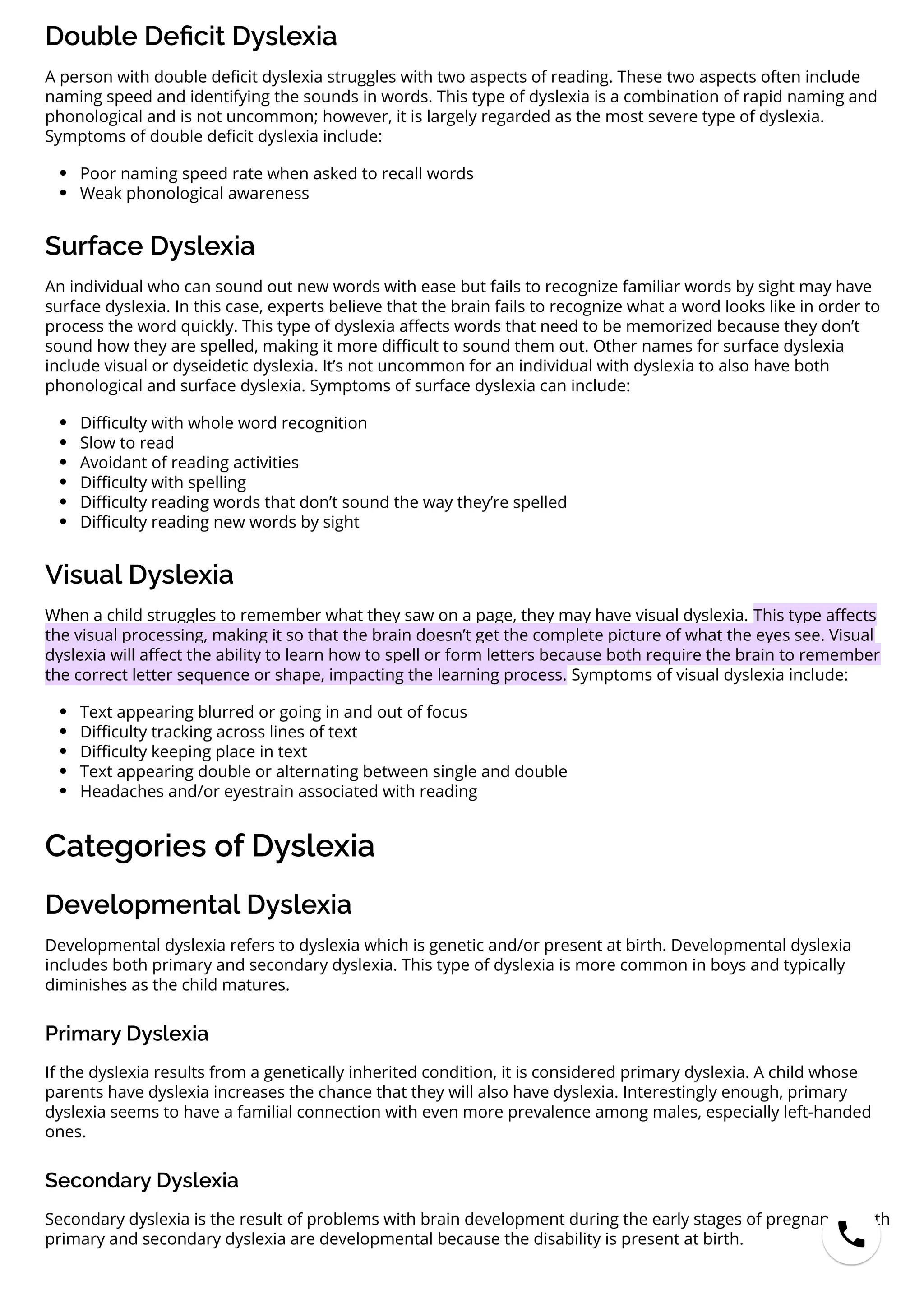 Types of Dyslexia - reading disorder types | PDF