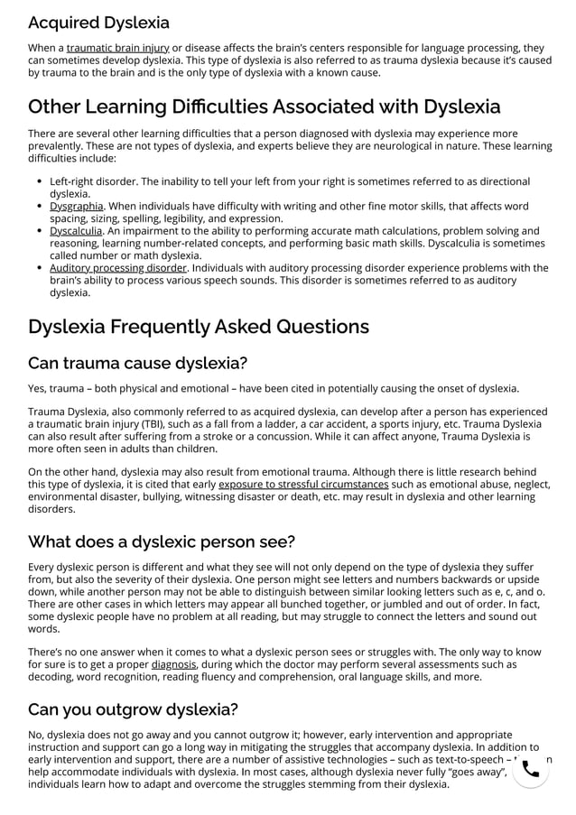 Types of Dyslexia - reading disorder types | PDF