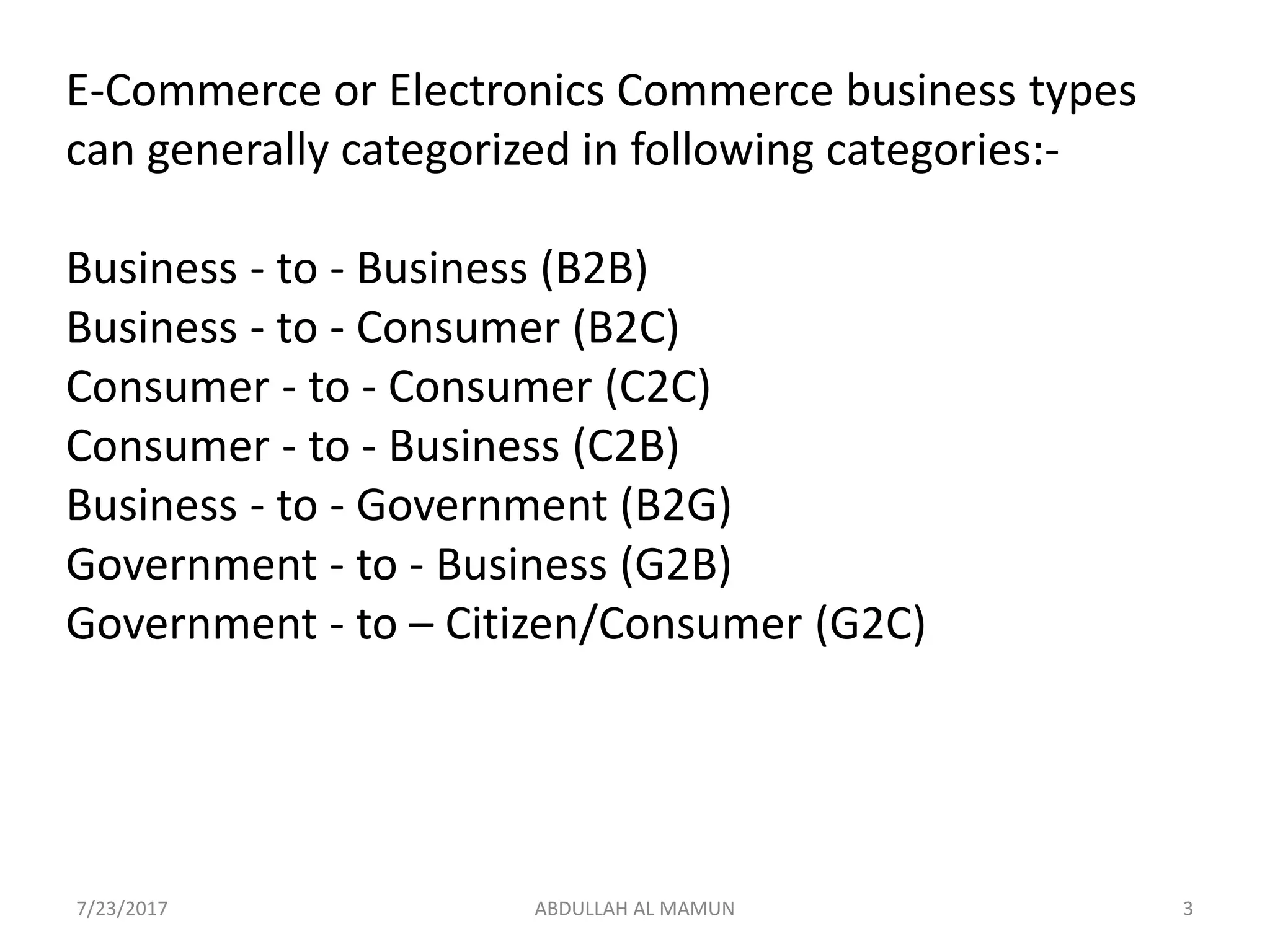 Types of e commerce | PPTX