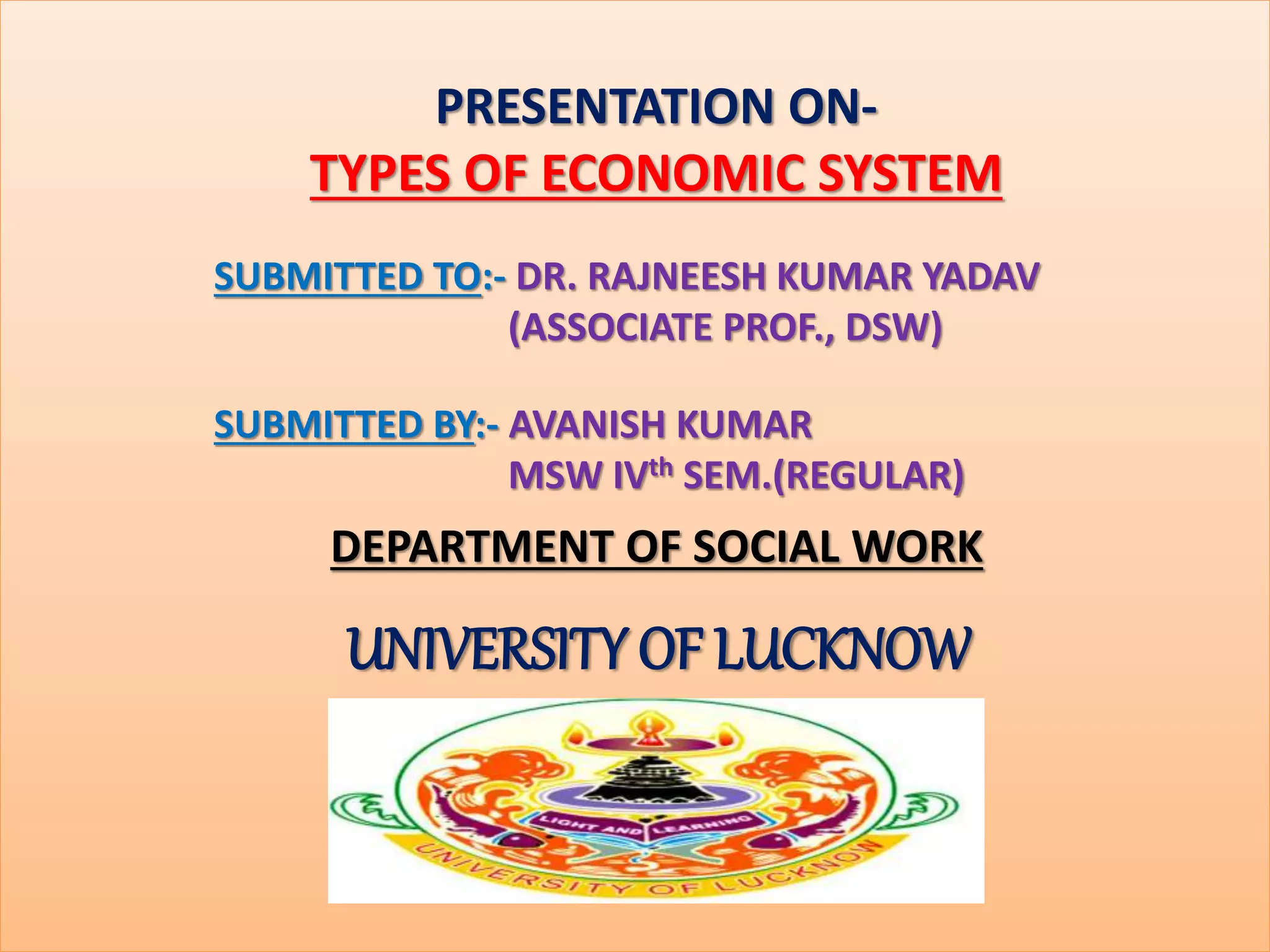 Types of economic system | PPTX