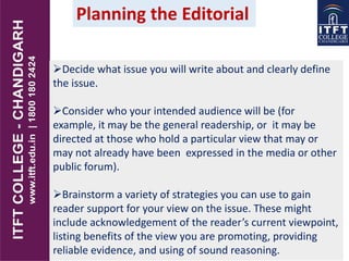 ITFT_Media_Types of editorials, planning and writing the editorial | PDF