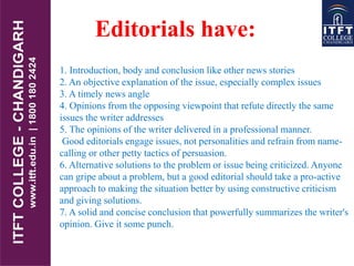 ITFT_Media_Types of editorials, planning and writing the editorial | PDF