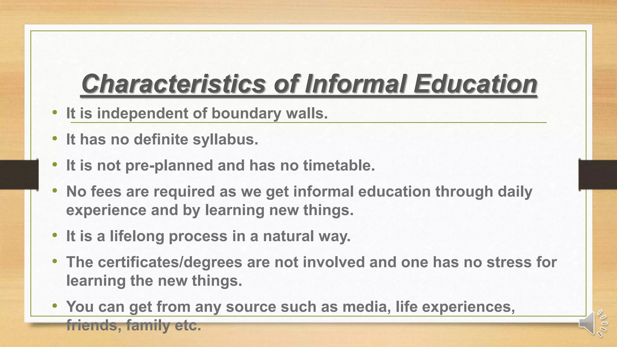 Types of education formal, informal and non formal | PPTX