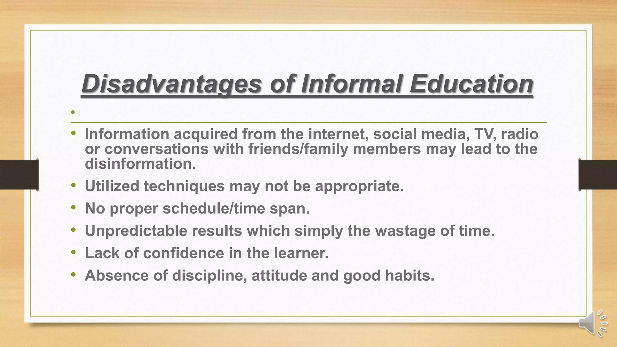 Types of education formal, informal and non formal | PPTX