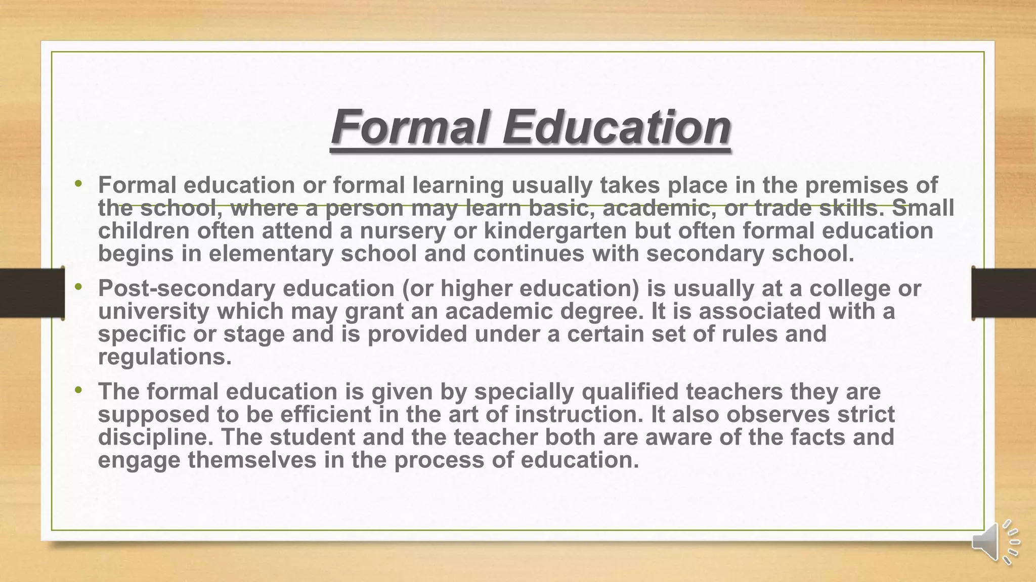 Types of education formal, informal and non formal | PPTX