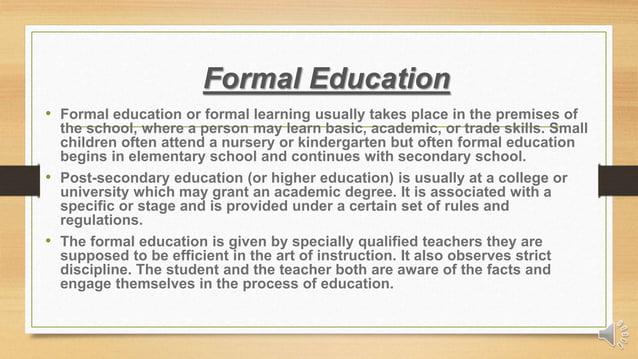 Types of education formal, informal and non formal | PPTX