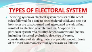 Types of electoral system and Indian electoral system | PPTX