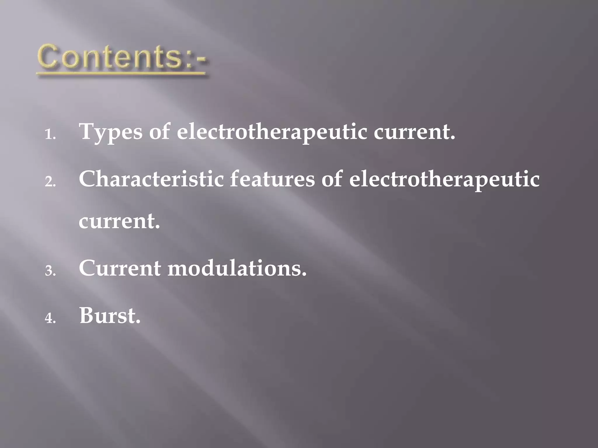 Types of electrotherapeutic current | PPTX