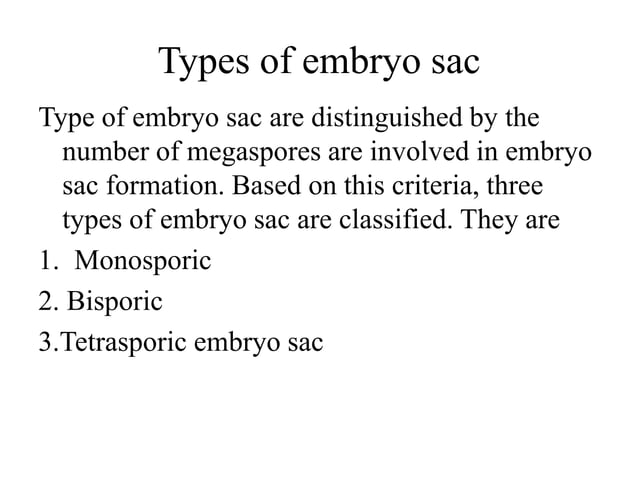 Types of embryo sac | PPTX | Biological Sciences | Science