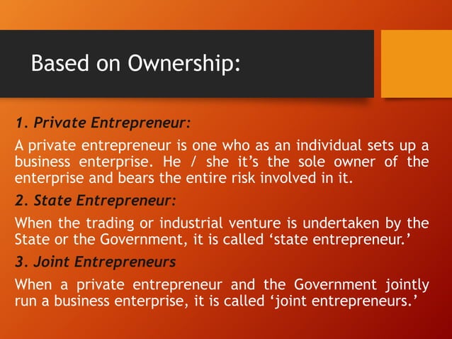 Types of entreprenuer | PPTX | Startups | Business