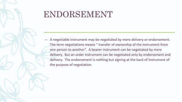 Types of endorsement | PPTX | Law
