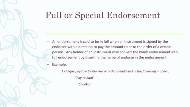 Types of endorsement | PPTX | Law