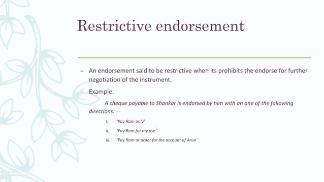 Types of endorsement | PPTX | Law