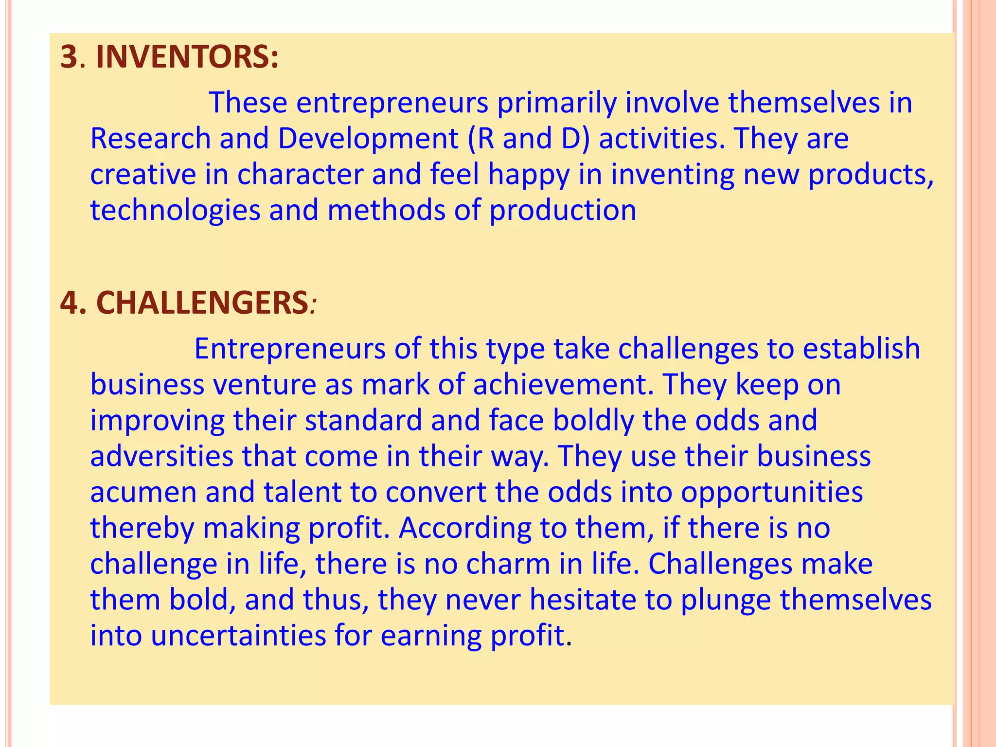 TYPES OF ENTREPRENEURSHIP | PPTX | Startups | Business