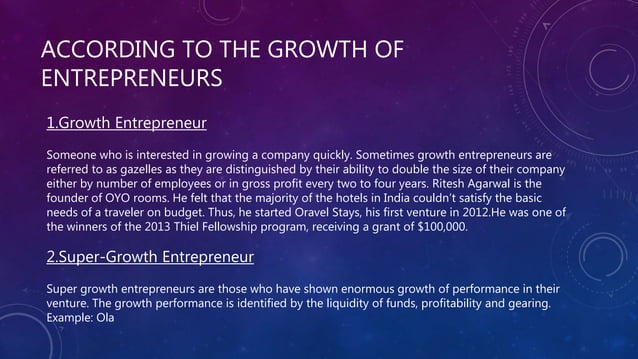Types of Entrepreneurs and factors affecting entrepreneurial growth ...