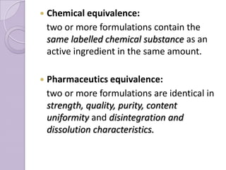 Types of equivalent and measurement of bioavailability | PPTX