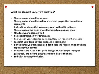 Analytical Essay and Argumentative Essay | PPT